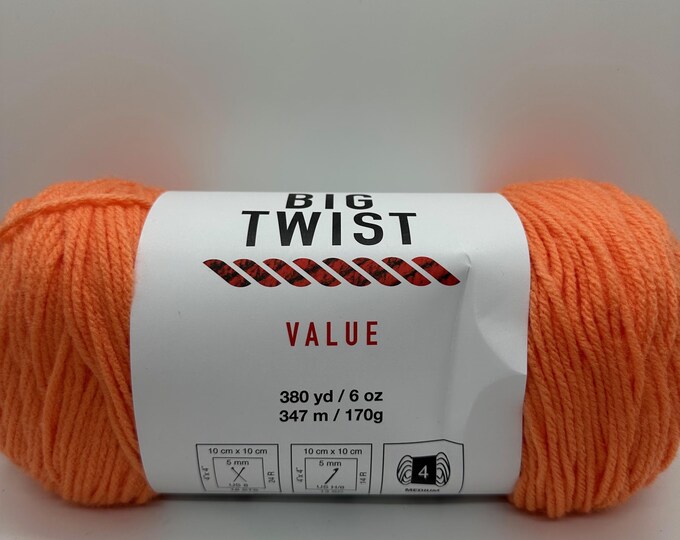 Big Twist Value Yarn in Coral Color, Pink Orange Yarn - Etsy