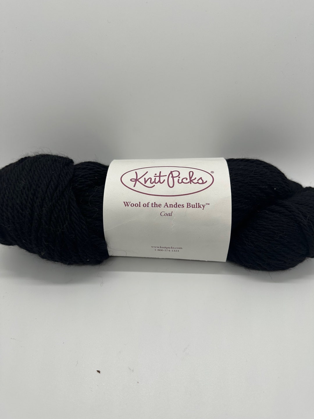 Knitpicks Yarn, Wool of the Andes Bulky in Coal Color, Black Wool Yarn ...