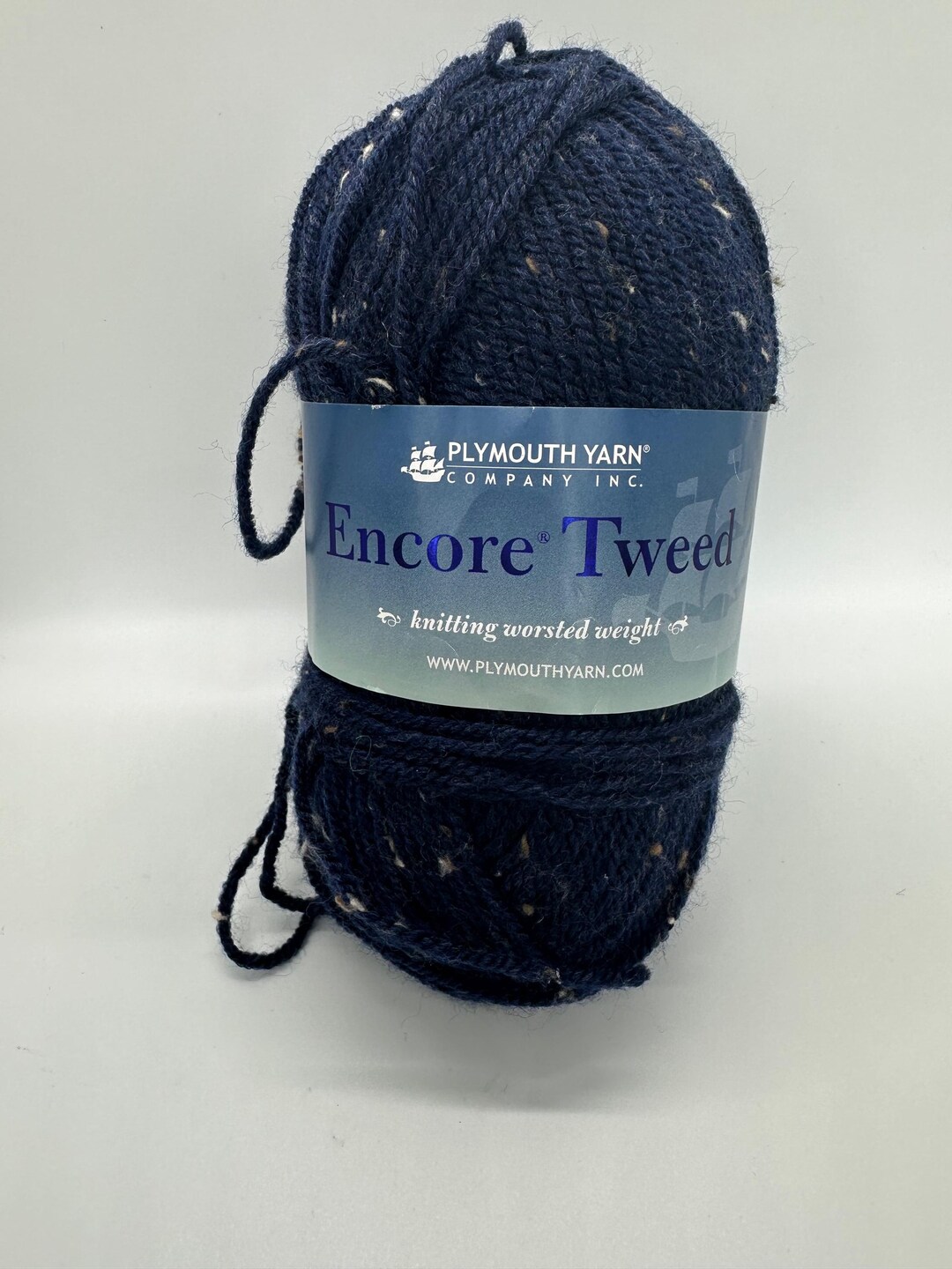 Plymouth Yarn Encore Tweed in Color 5854 Dark Blue, Blue Encore Tweed ...