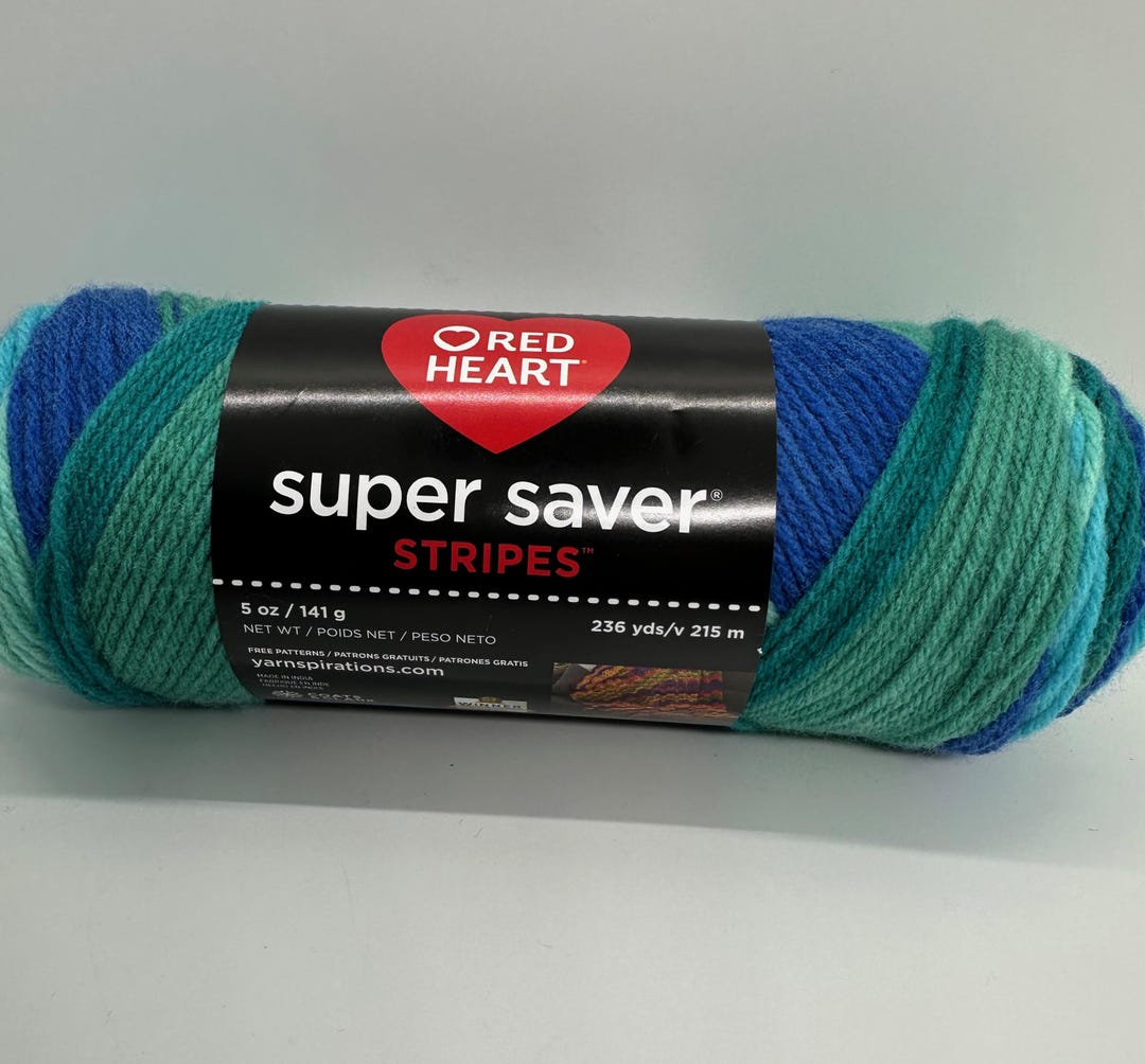 Red Heart Yarn Stripes in Peacock Stripe, Red Heart Super Saver in Variegated Blue and Green - Etsy