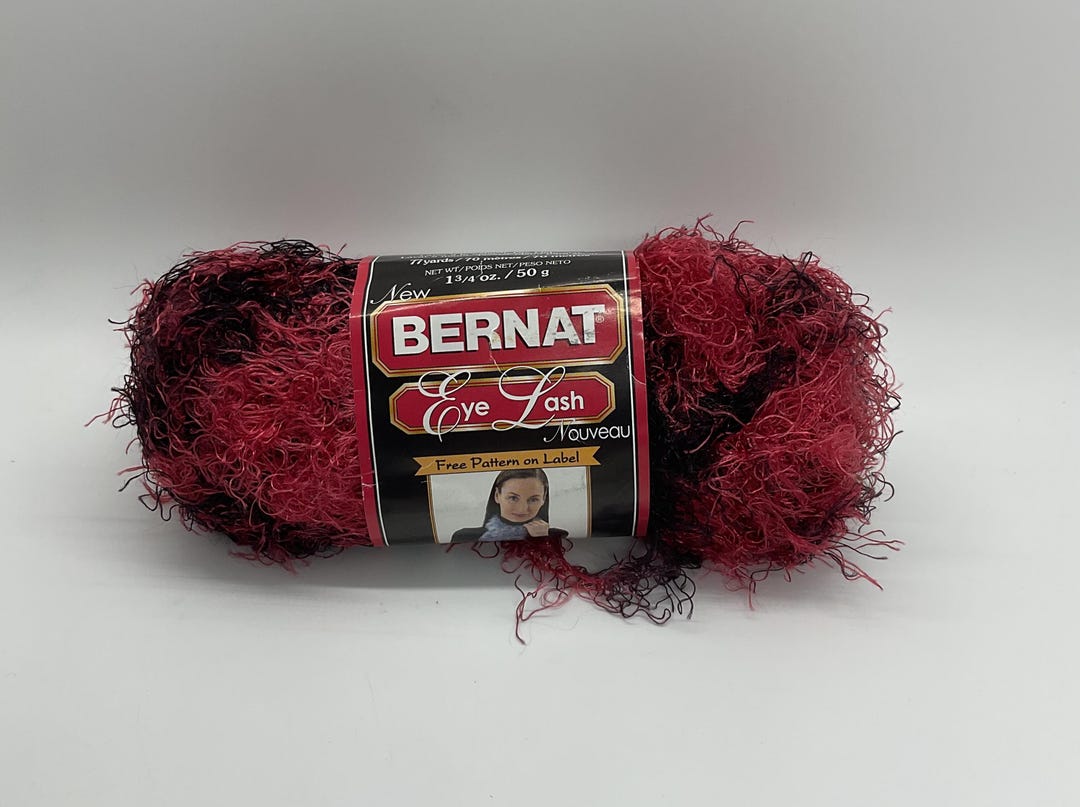 Bernat Eyelash Yarn: Checkers Color, Variegated Red and Black, Super ...