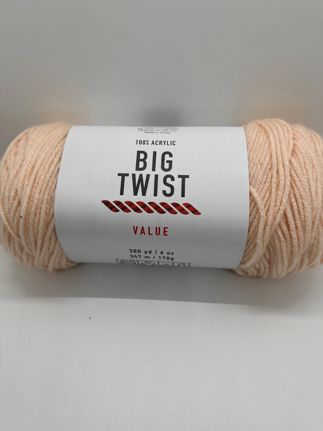 Big Twist Value Yarn in Pale Peach Color, Muted Shade of Orange Acrylic ...