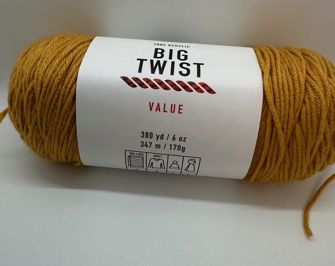 Big Twist Value Yarn in Mustard Color, Beige Yellow Acrylic Yarn, Beige ...