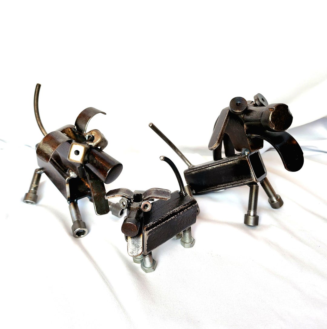 Reclaimed Scrap Metal Dog Sculptures Made of Hammer Head, Bolts, Scrap ...
