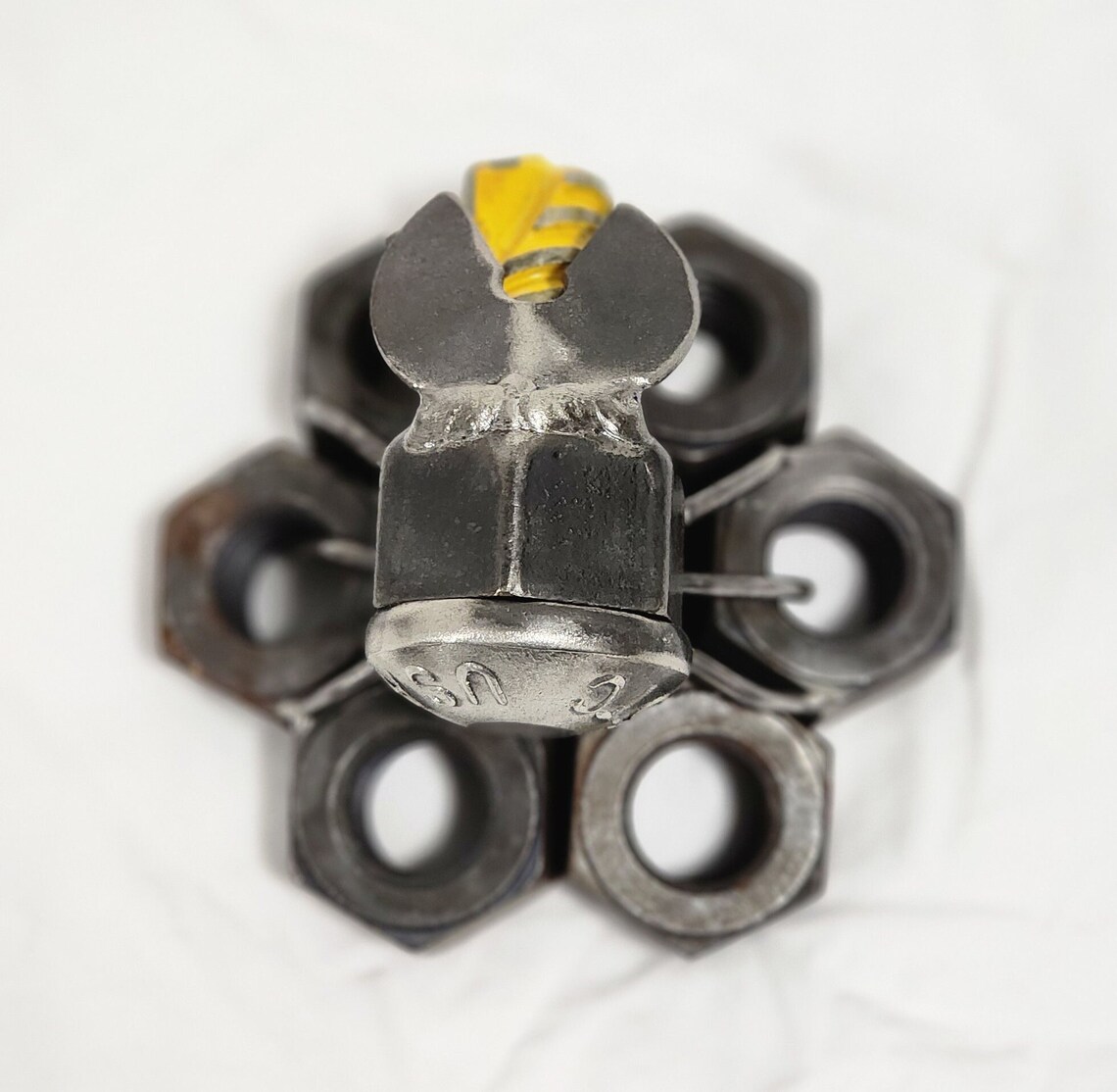 Reclaimed Scrap Metal Rustic Industrial Drill Bit & Bolt Bee on Nut ...