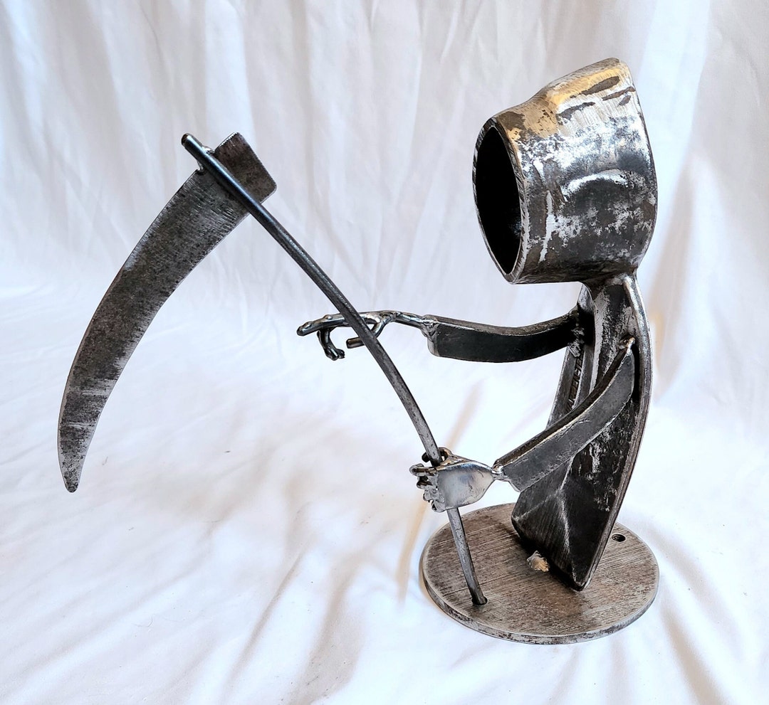 Grim Reaper Sculpture Reclaimed Pickax Scrap Metal Art Sculpture - Etsy ...