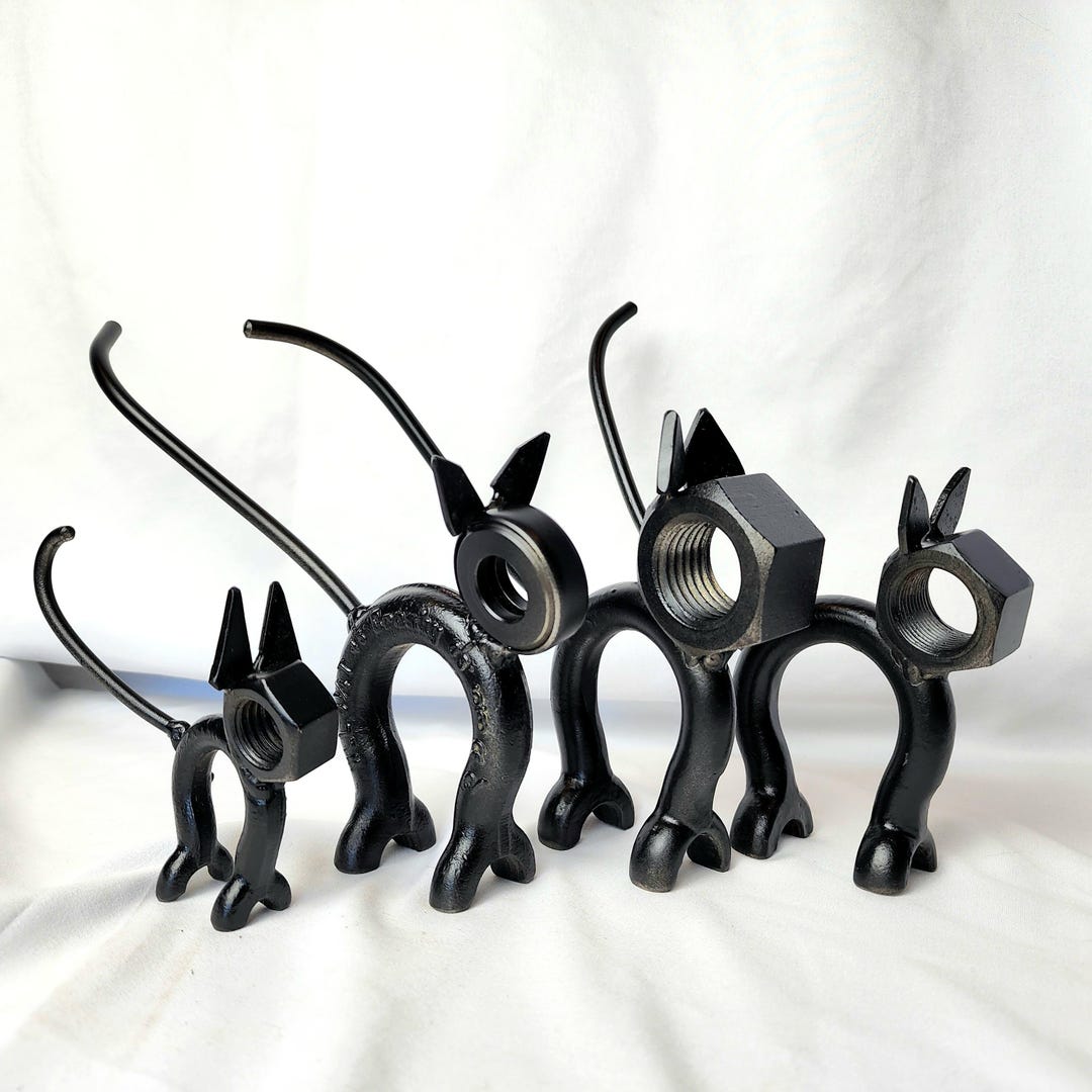 Reclaimed Scrap Metal Shackle Cat Kitten Metal Sculpture Figurine - Etsy