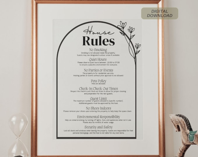 Editable House Rules Airbnb Sign Canva Template | Printable Airbnb ...