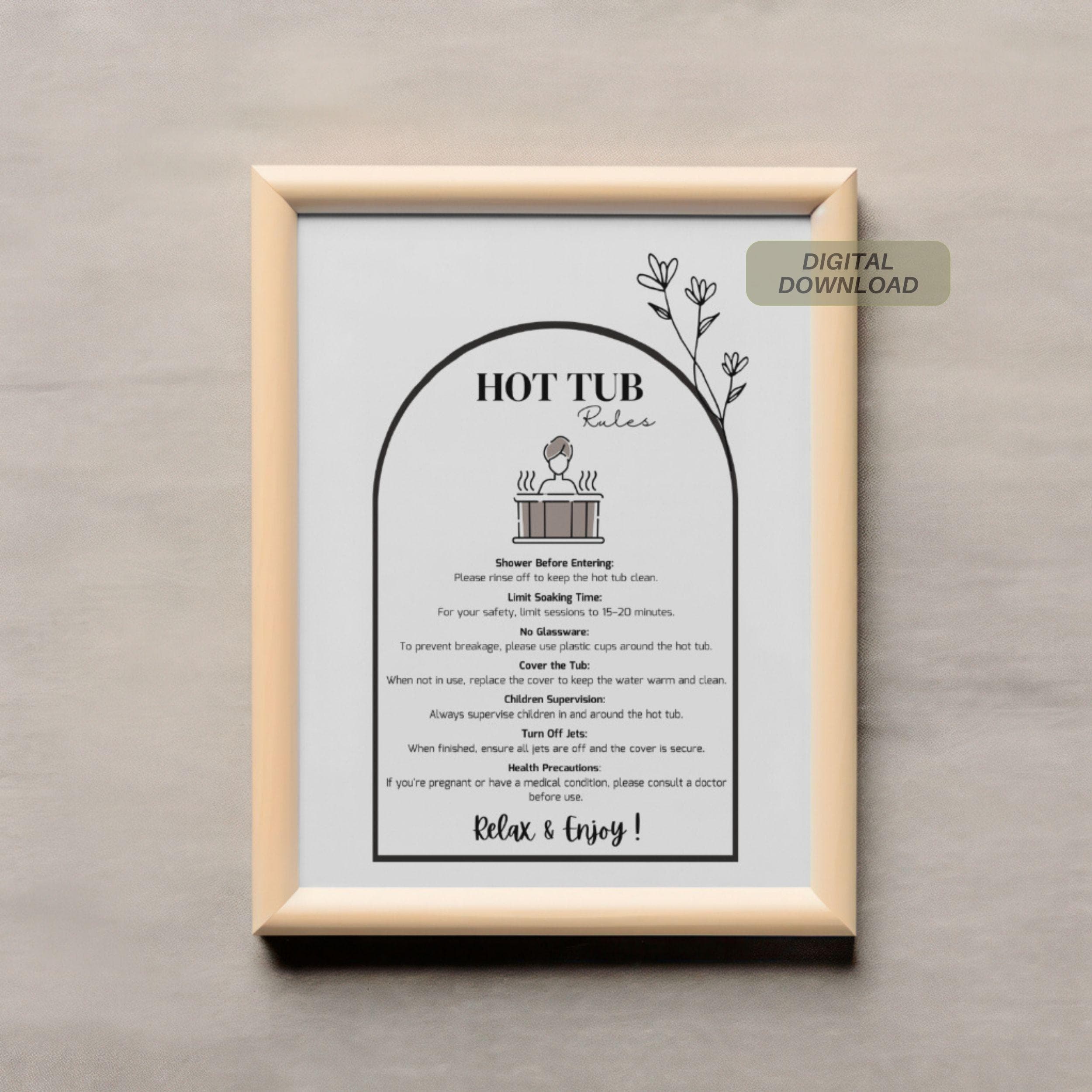 Printable Airbnb Hot Tub Rules Sign Template | Stylish Hot Tub Sign for ...
