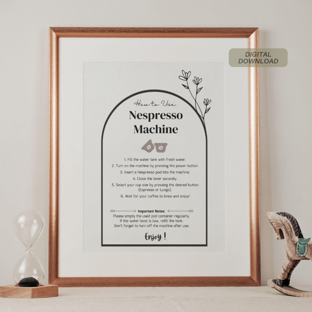 Printable Airbnb Nespresso Machine Instructions Sign | Coffee Maker ...