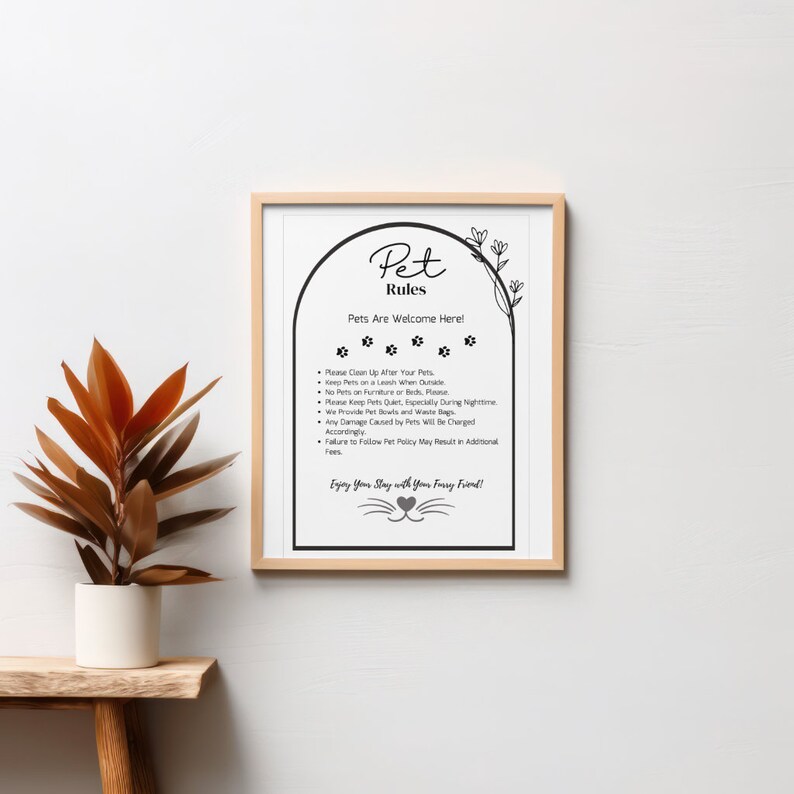 Pet Rules Airbnb Sign Template | Printable Pet Policy Sign | Pet ...