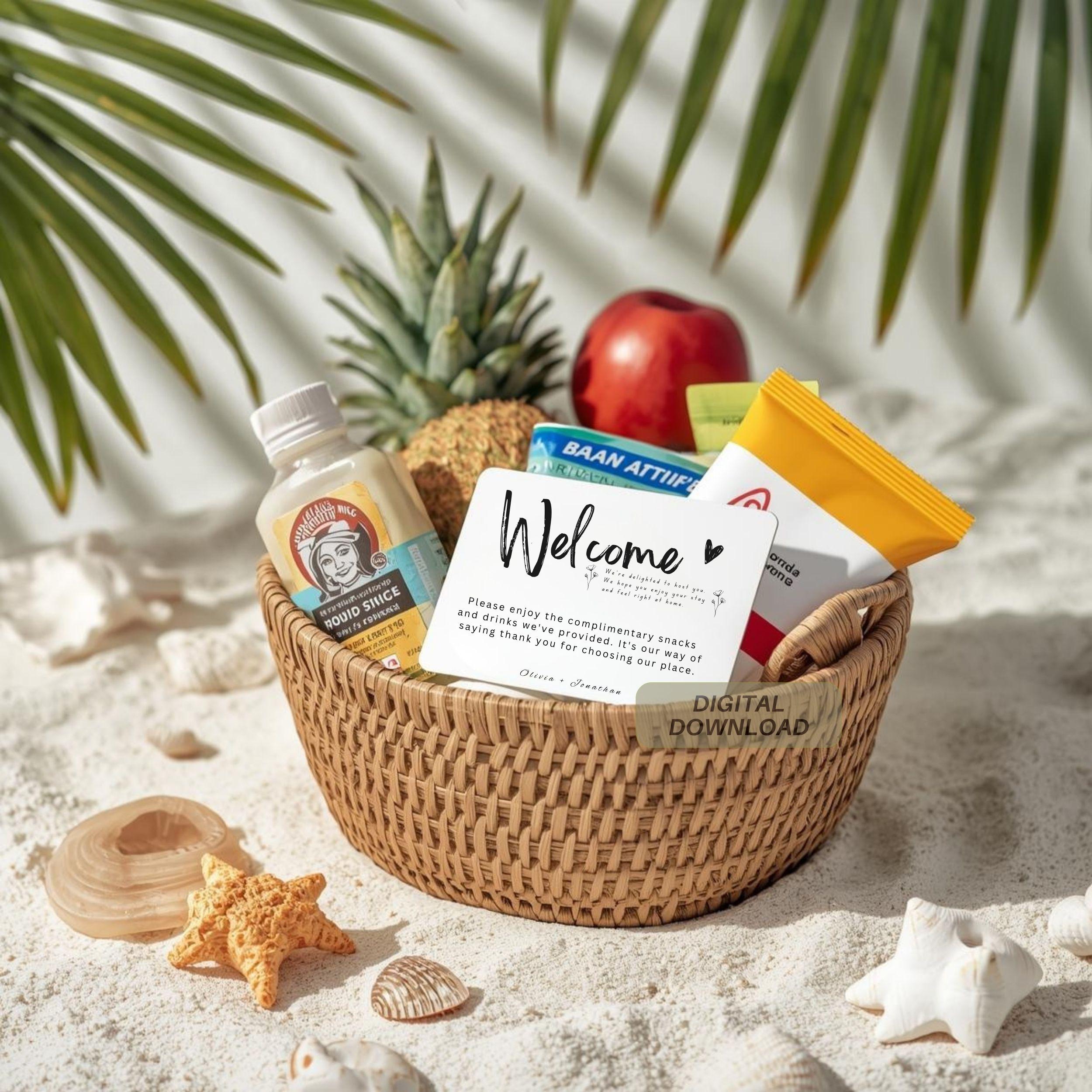 Minimalist Welcome Basket Card Template for Airbnb, Vrbo & Booking ...