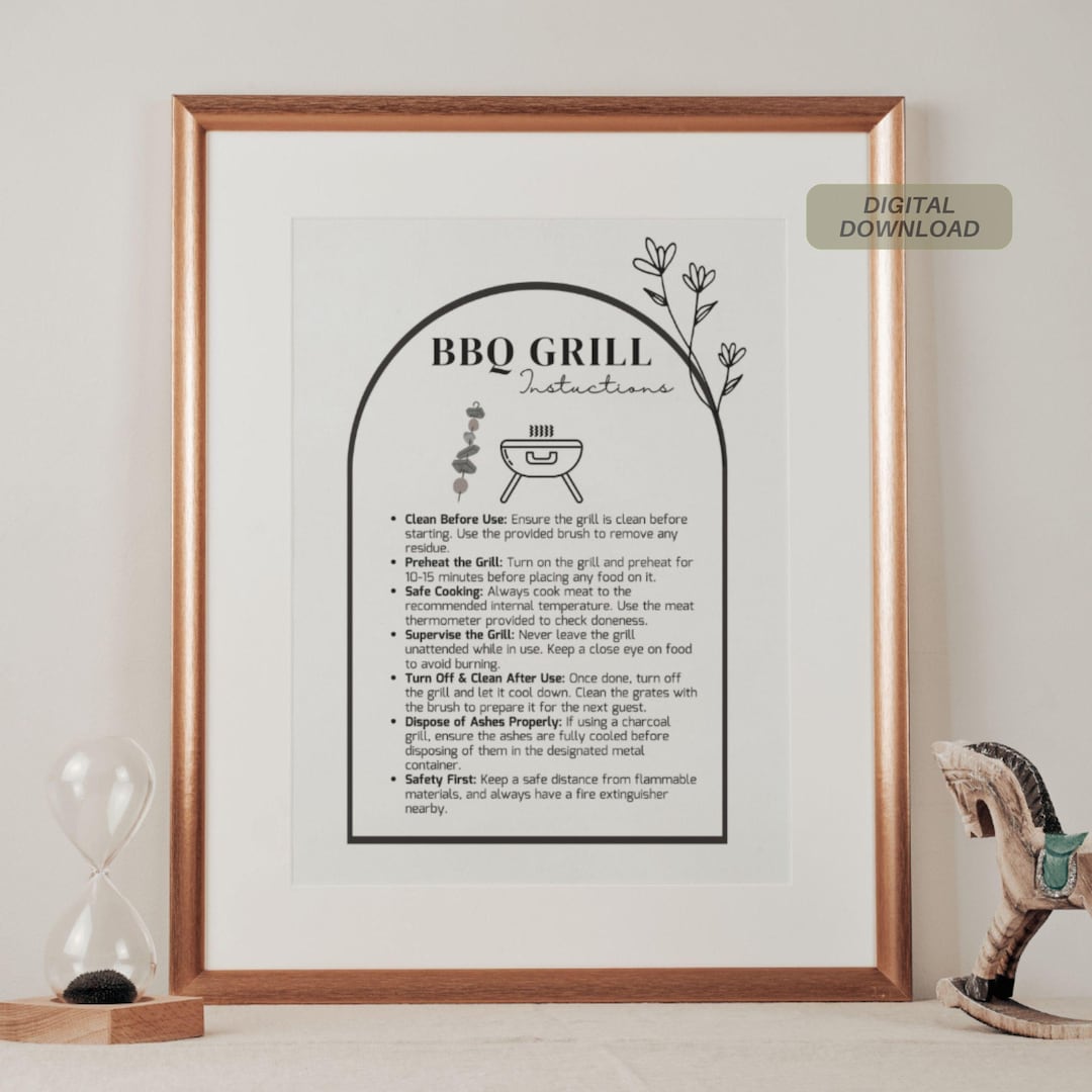BBQ Grill Instructions Airbnb Sign Template | Editable Canva Template ...