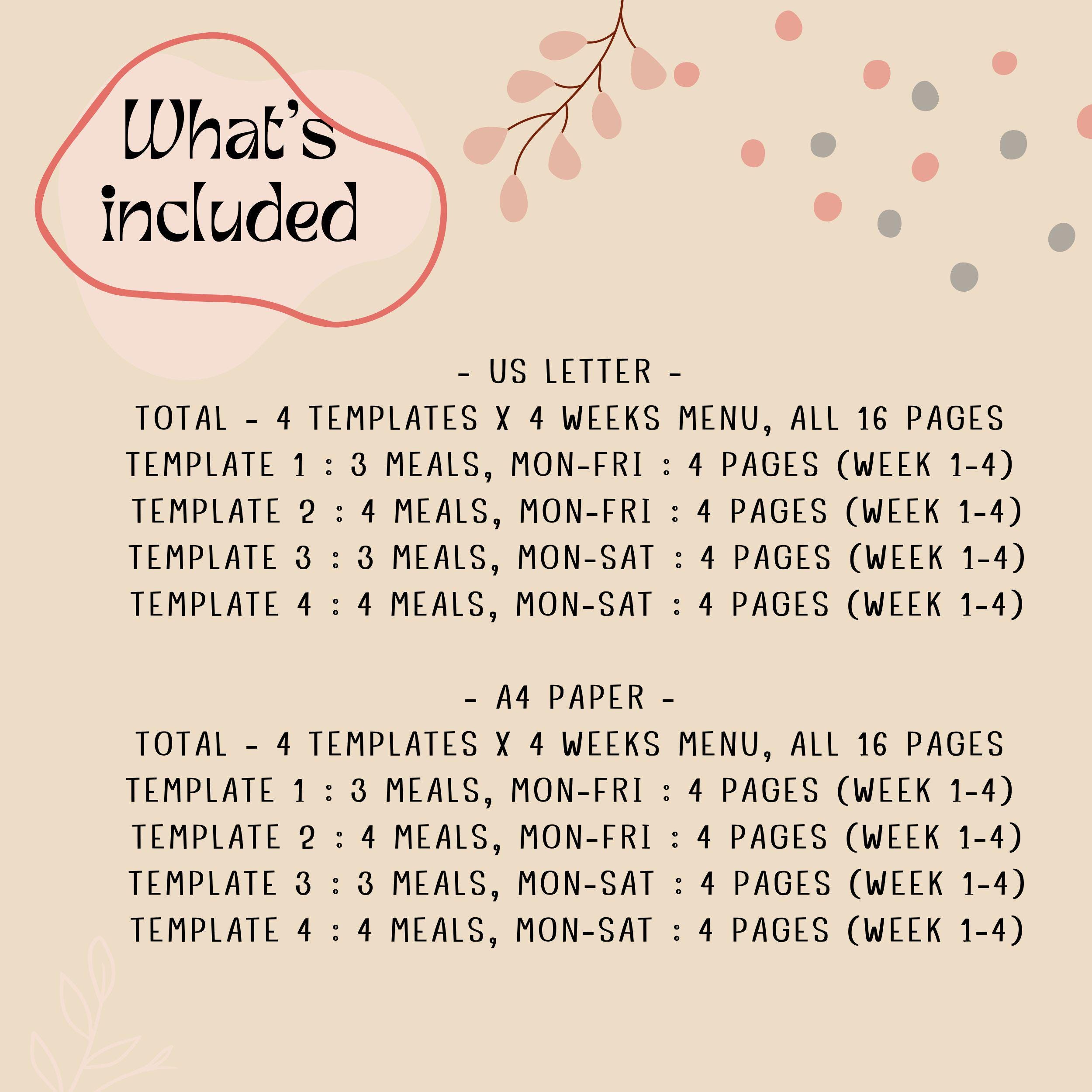 Daycare Menu Template, Printable Meal Planner for Kids, EDITABLE ...