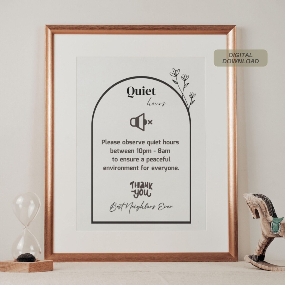 Printable Quiet Hours Sign Template| Airbnb Quiet Hours Sign | Vacation ...