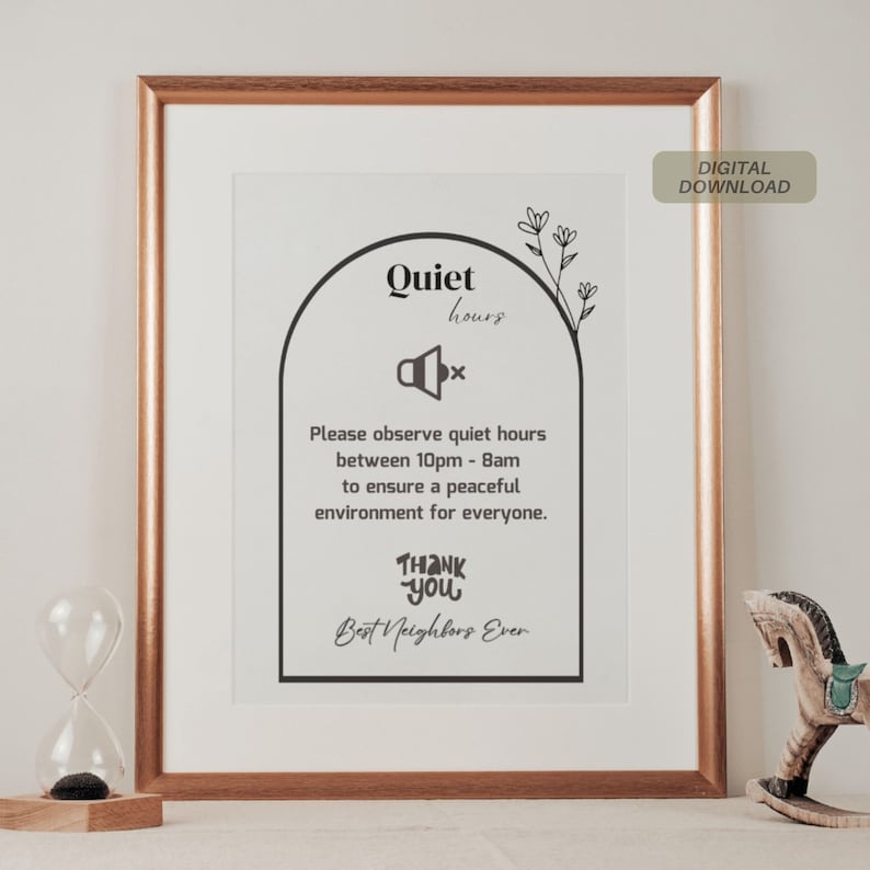 Printable Quiet Hours Sign Template| Airbnb Quiet Hours Sign | Vacation ...