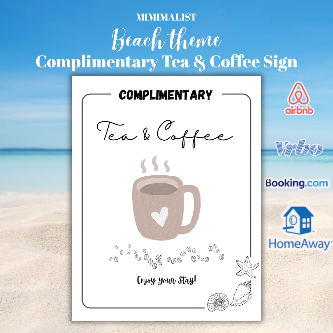 Airbnb Complimentary Tea & Coffee Sign | Printable Airbnb Kitchen Decor ...