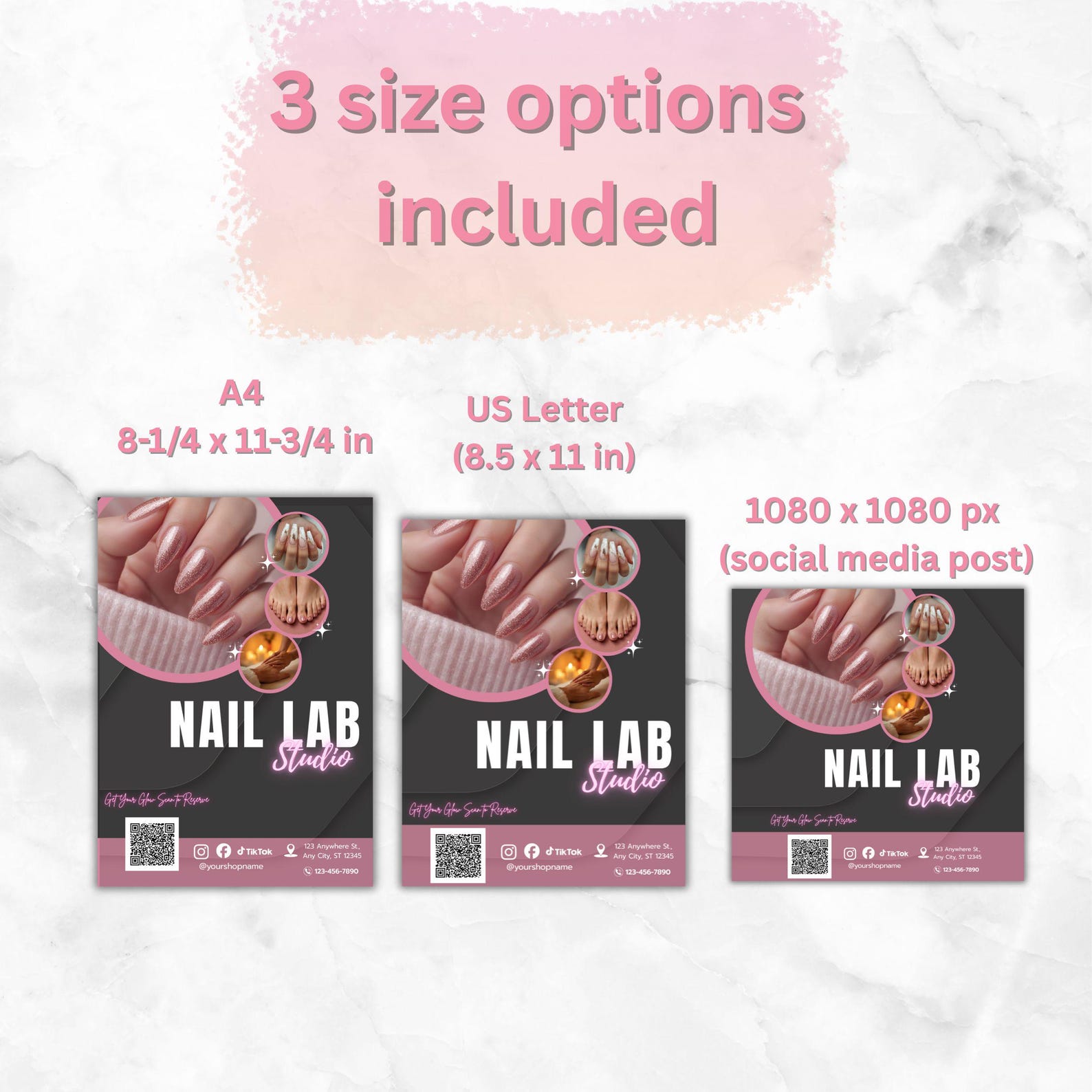 Nail Salon Flyer Template Canva | Nail Studio Price List Poster ...