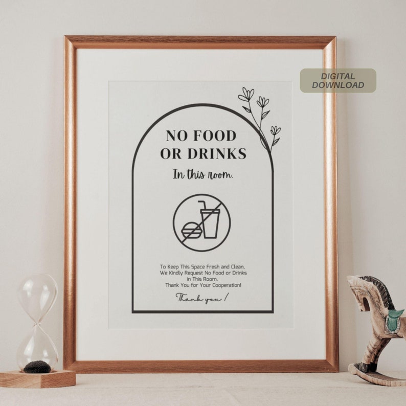 No Food or Drinks in This Room - Printable Airbnb Sign Template | No ...