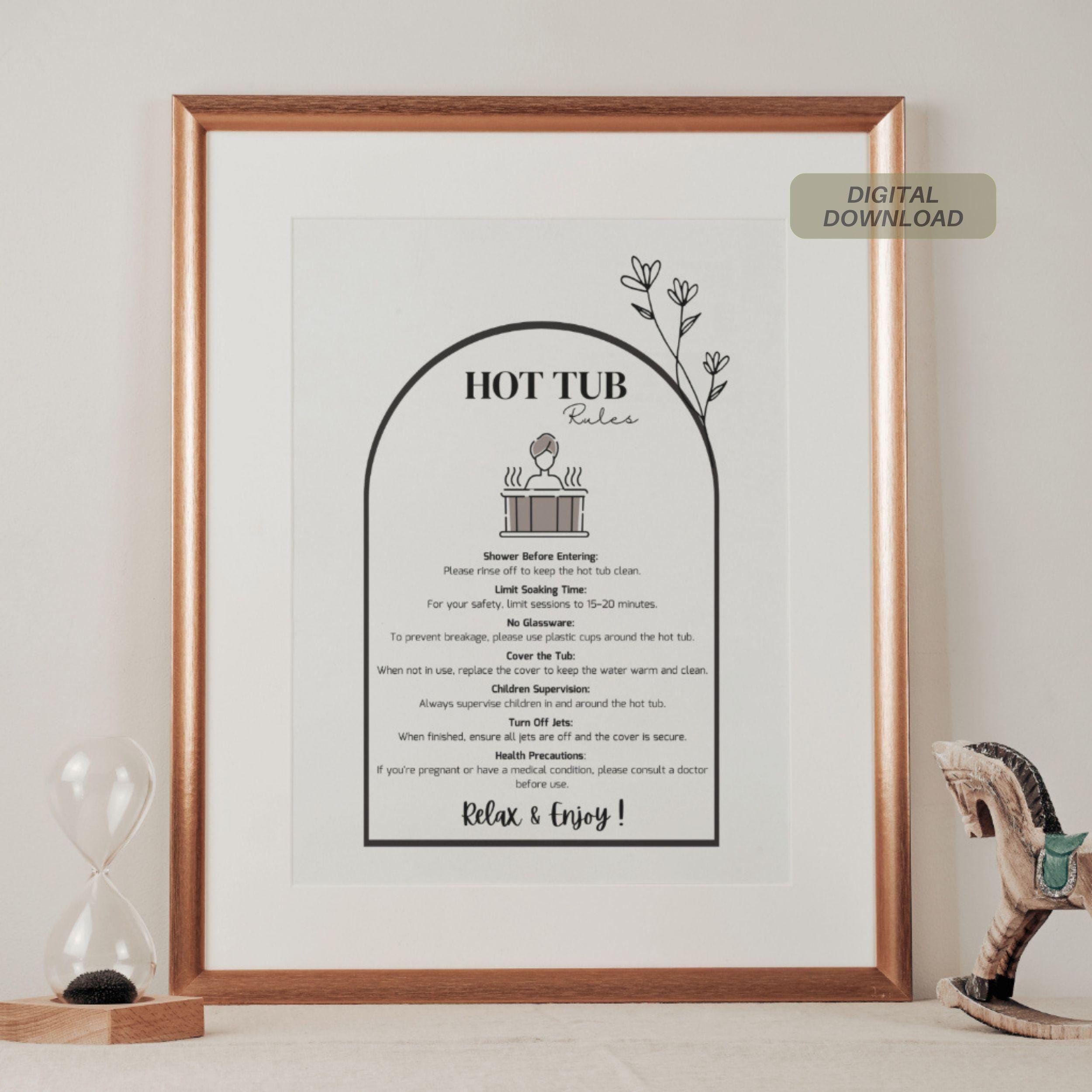 Printable Airbnb Hot Tub Rules Sign Template | Stylish Hot Tub Sign for ...
