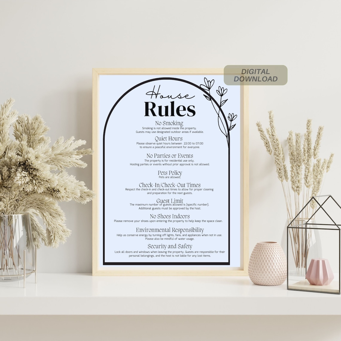 Editable House Rules Airbnb Sign Canva Template | Printable Airbnb ...