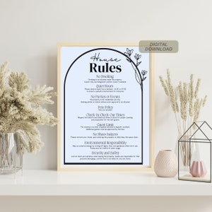 Editable House Rules Airbnb Sign Canva Template | Printable Airbnb ...