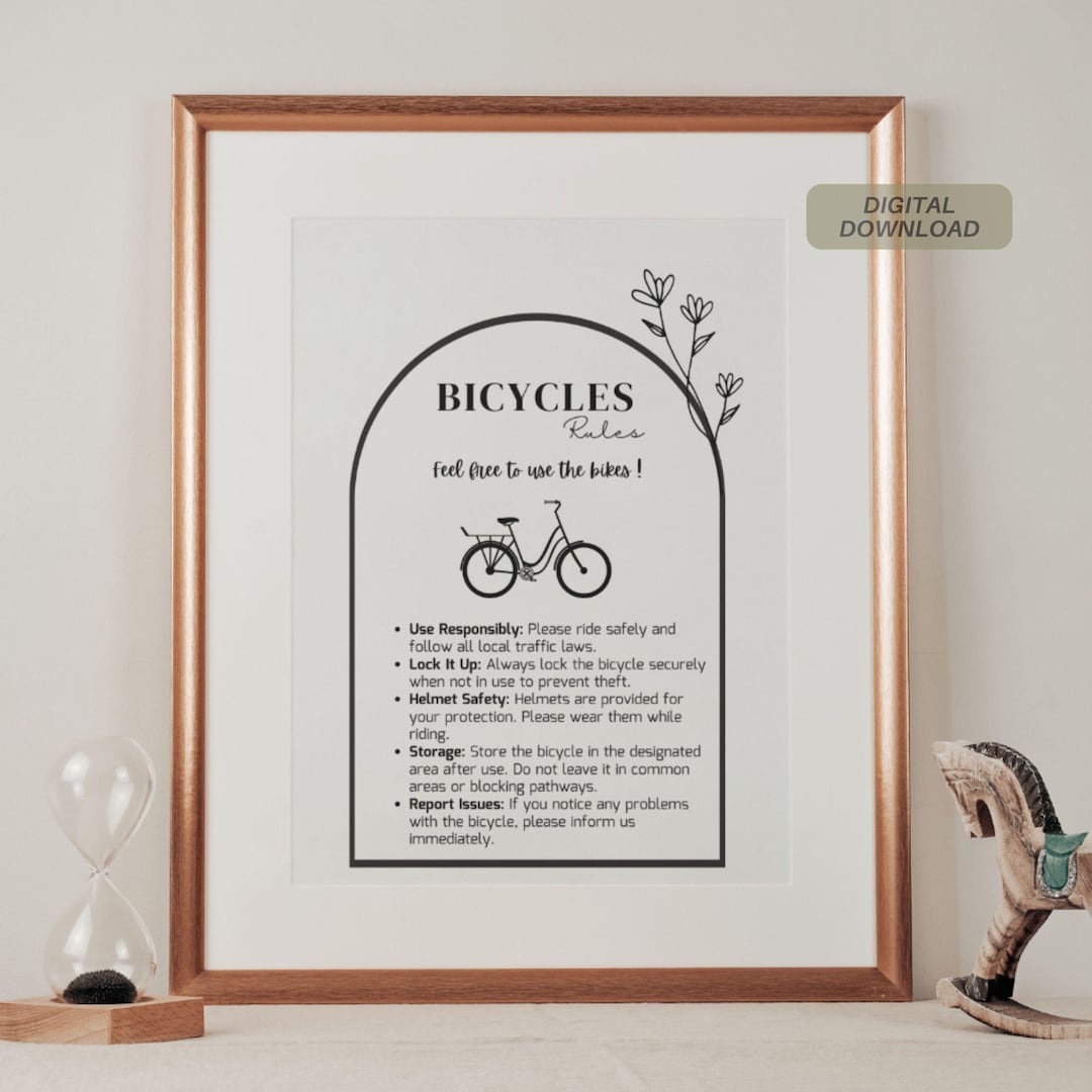 Editable Airbnb Bicycle Rules Sign | Canva Template | Printable Bike ...