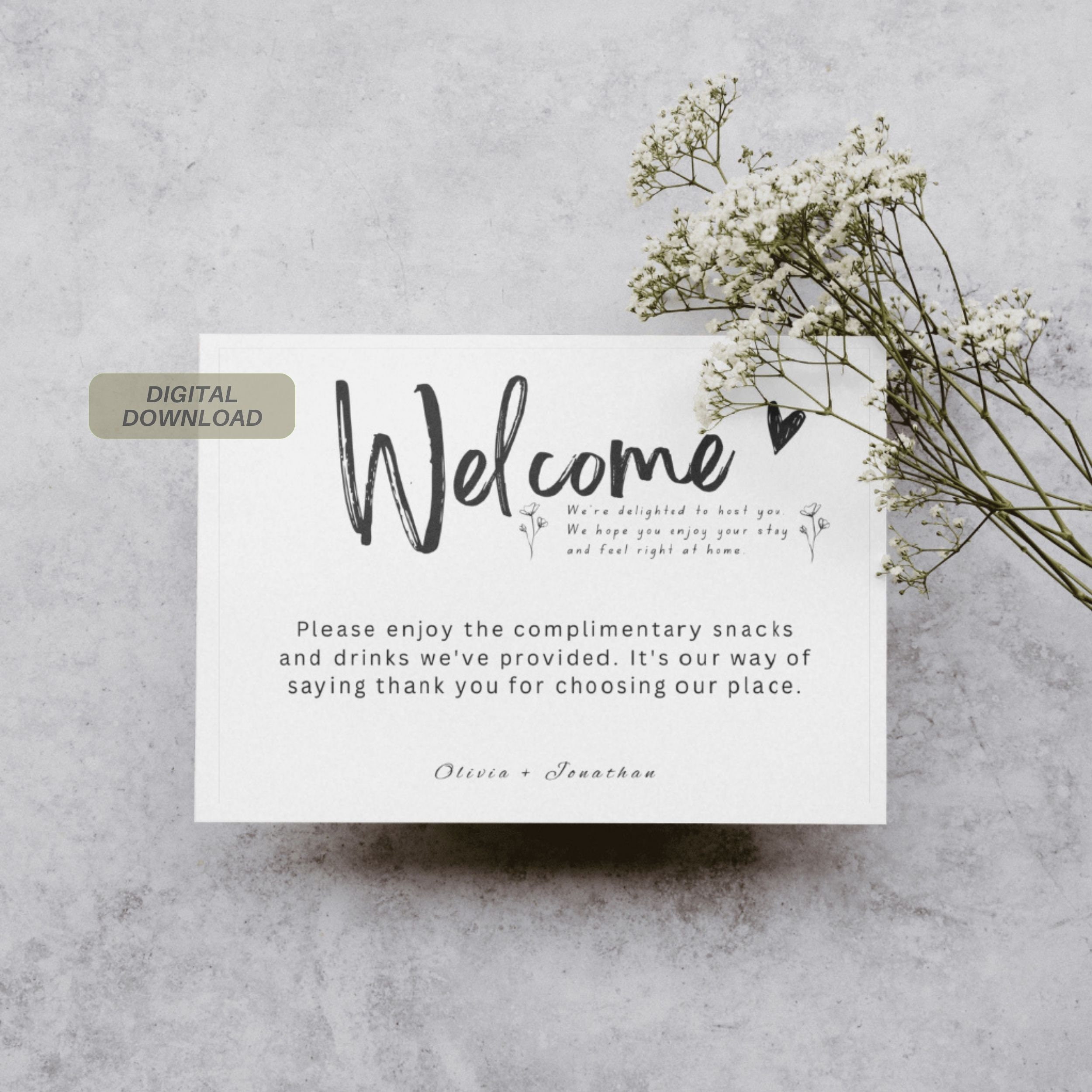 Airbnb Welcome Basket Card | Printable Guest Welcome Card ...
