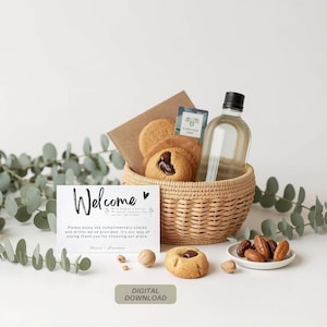 Minimalist Welcome Basket Card Template for Airbnb, Vrbo & Booking ...