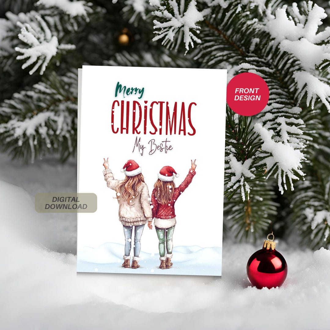 Merry Christmas Bestie Card - Instant Download Christmas Card for Best ...