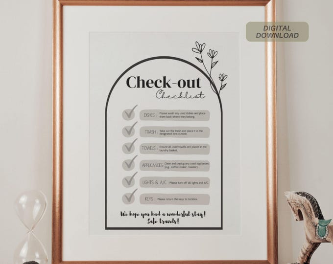 Airbnb Check-out Checklist Template | Printable Guest Departure ...