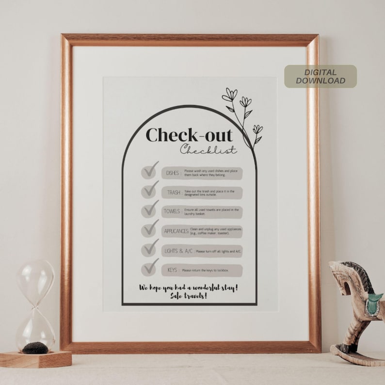 Airbnb Check-out Checklist Template | Printable Guest Departure ...