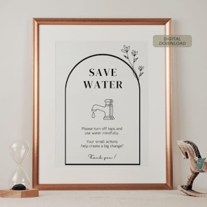 Save Water Sign Template | Editable & Printable | Eco-friendly Airbnb ...
