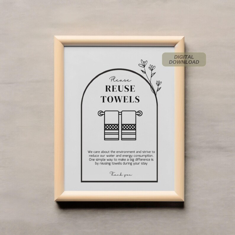 Please Reuse Towels Sign Template | Airbnb Eco-friendly Sign | Bathroom ...