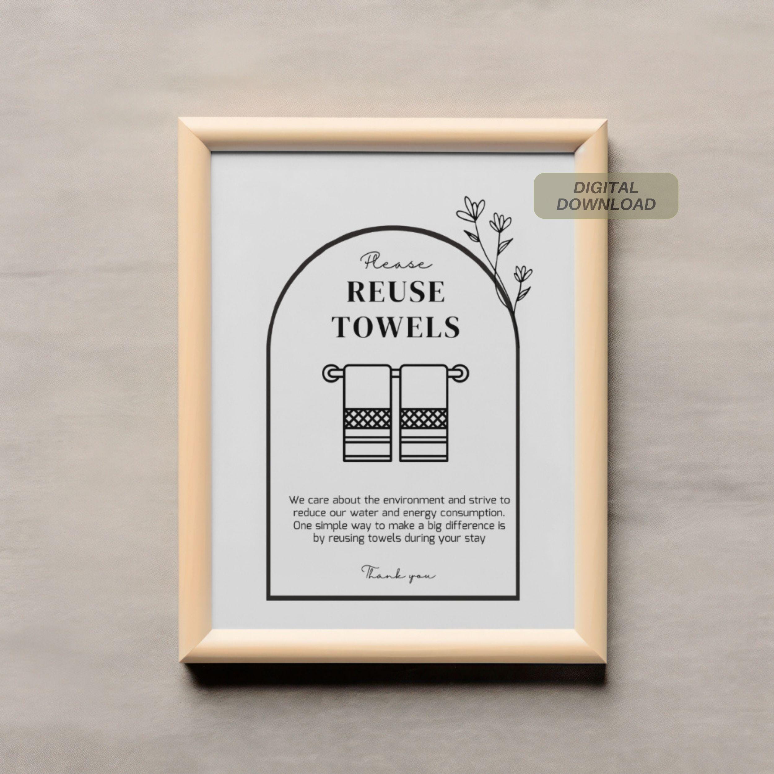 Please Reuse Towels Sign Template | Airbnb Eco-friendly Sign | Bathroom ...