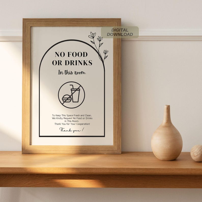 No Food or Drinks in This Room Printable Airbnb Sign Template No Food ...