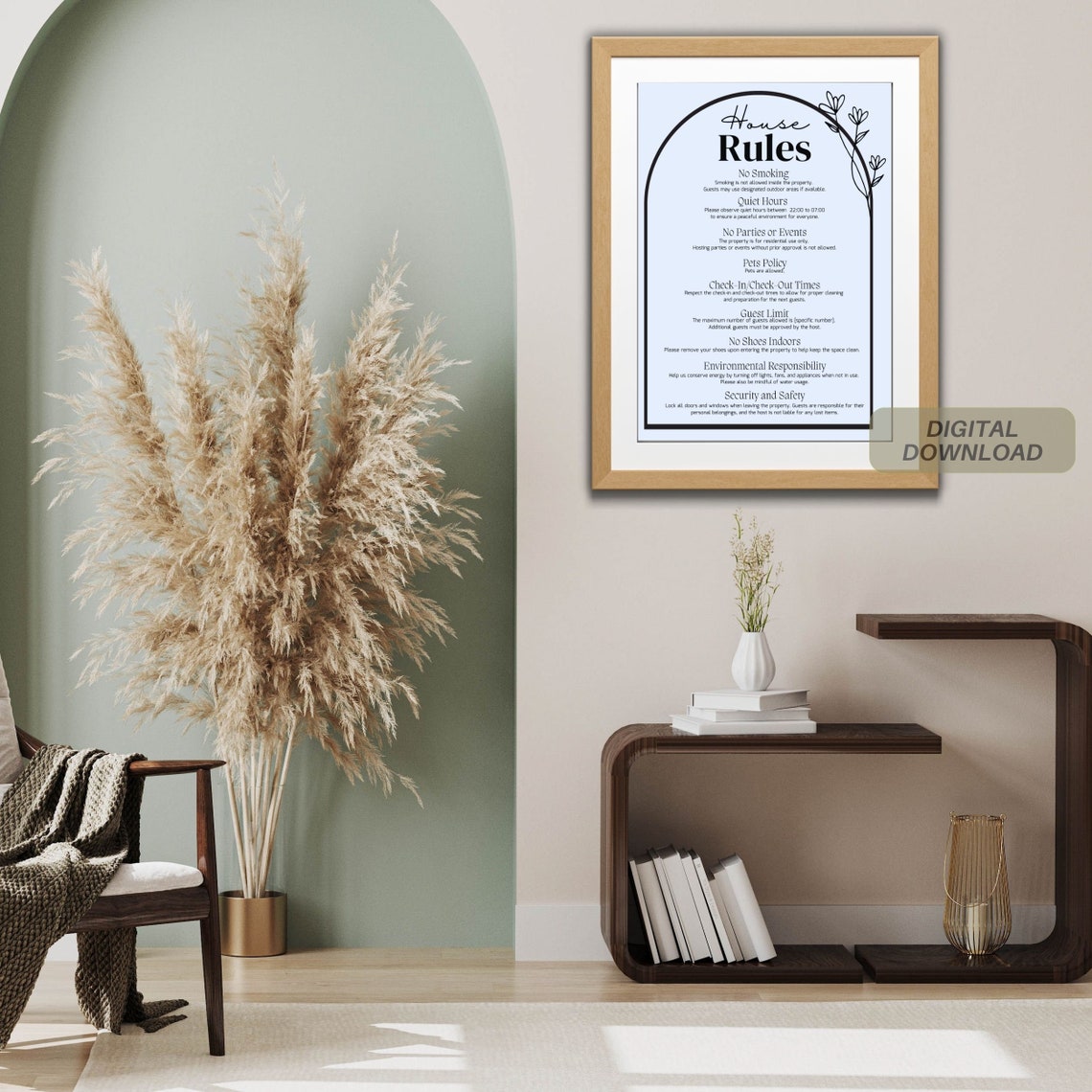 Editable House Rules Airbnb Sign Canva Template | Printable Airbnb ...