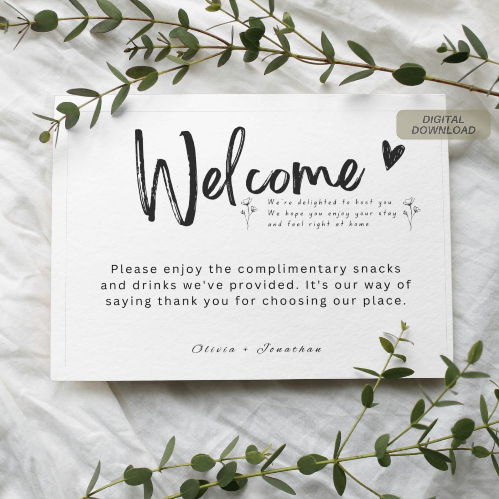 Airbnb Welcome Basket Card | Printable Guest Welcome Card ...