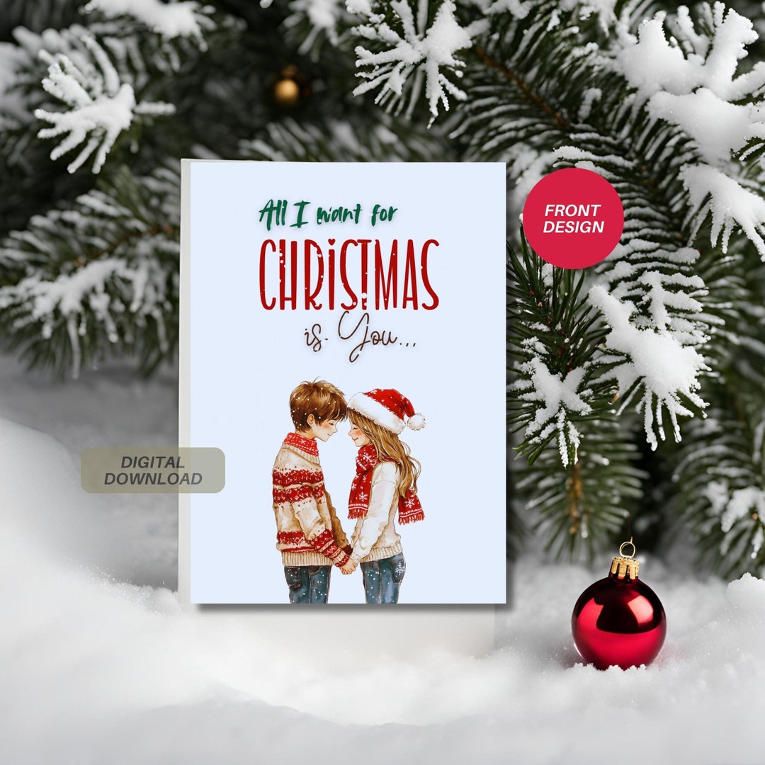 Instant Download Christmas Card for Boyfriend Girlfriend, Merry ...