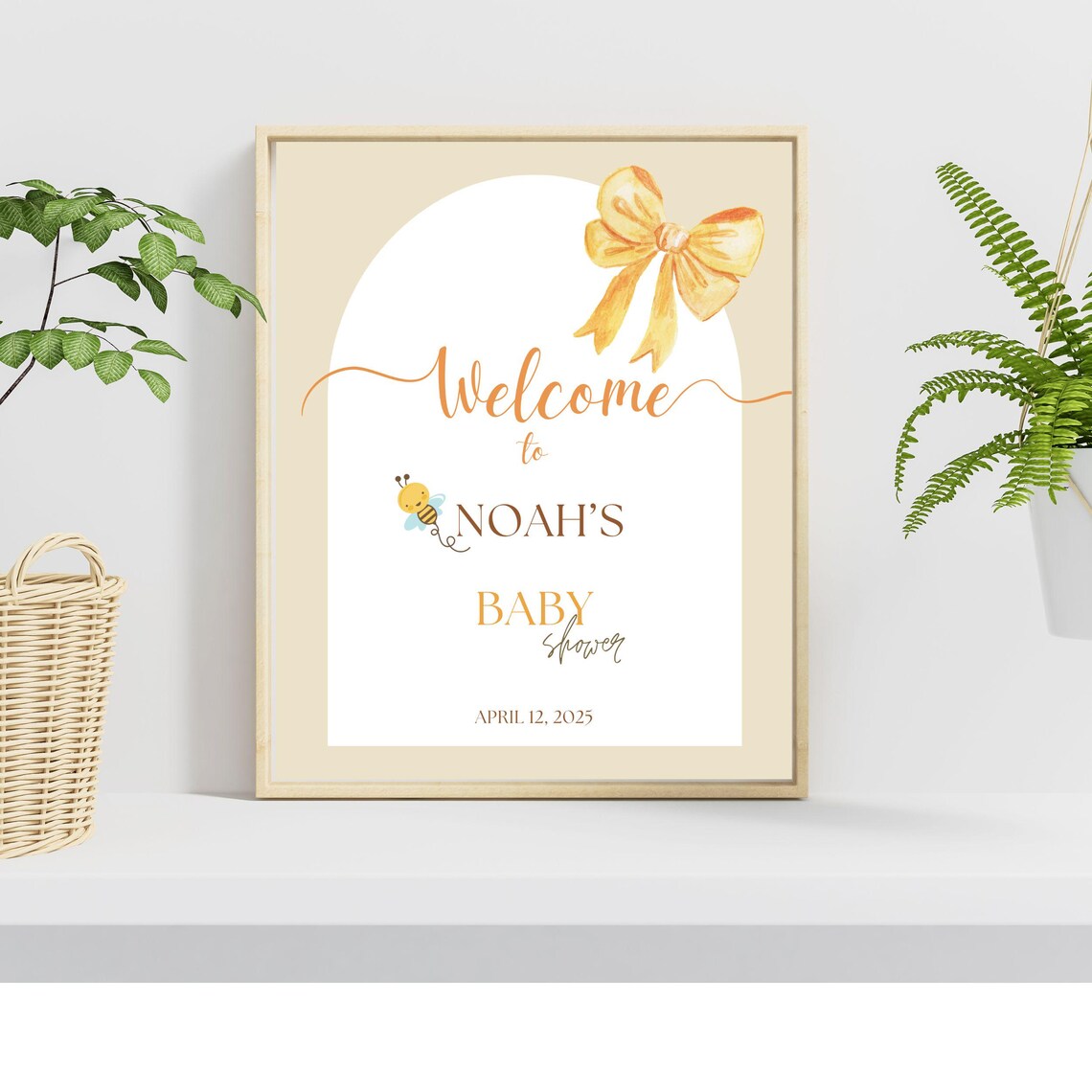 Bee and Yellow Theme Baby Shower Welcome Sign Template – Editable Canva ...