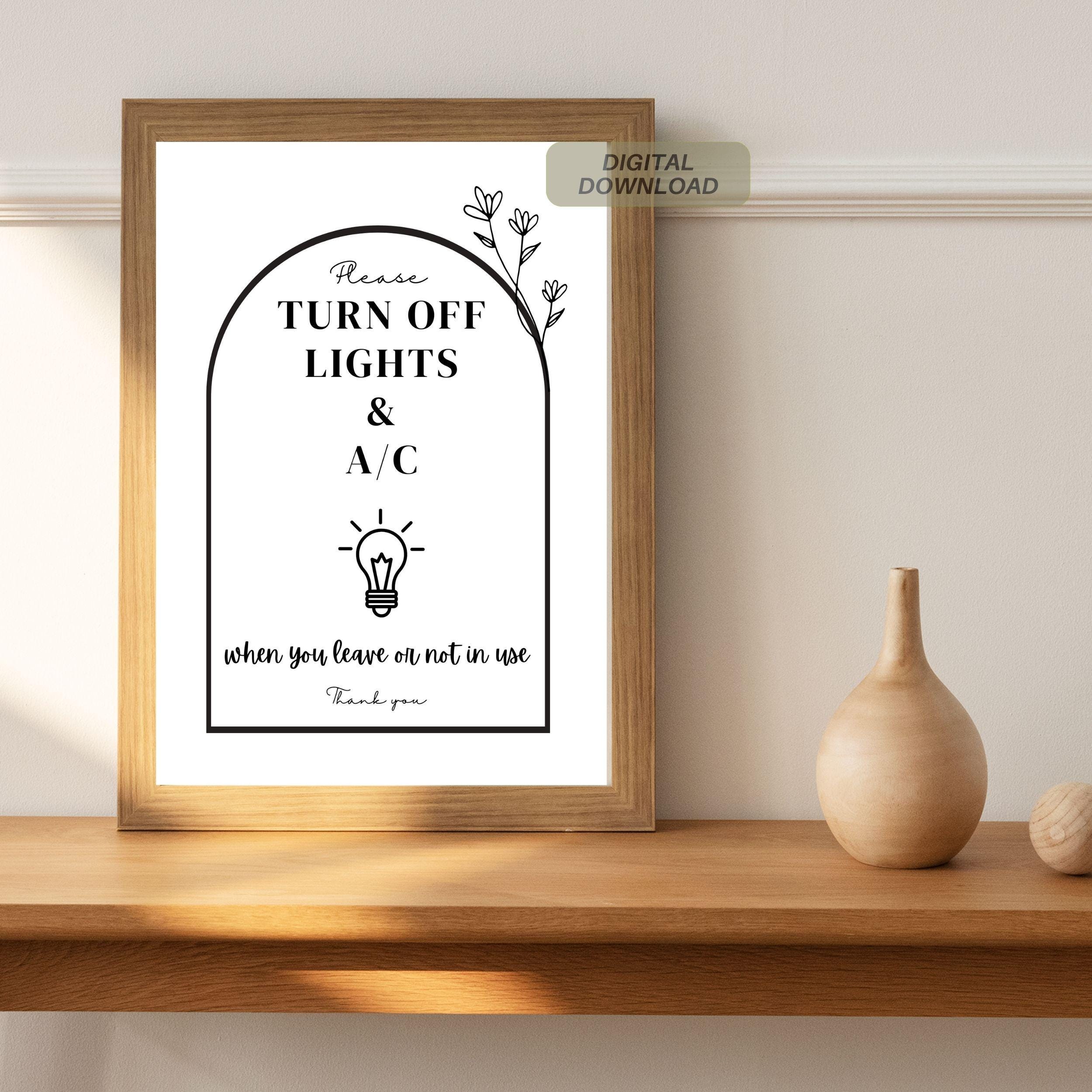 Turn off Light and AC Sign Template | Editable Airbnb Energy Saving ...