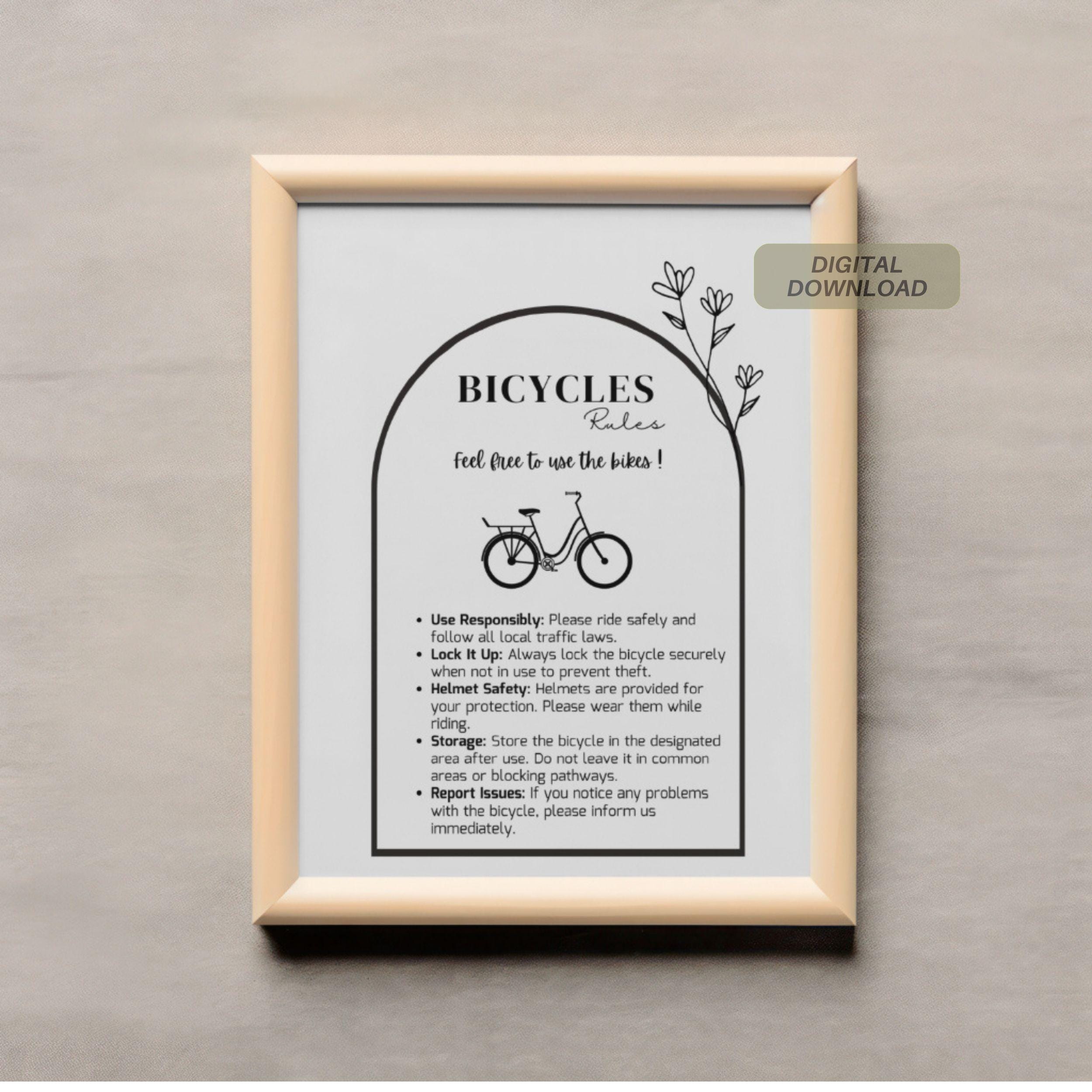 Editable Airbnb Bicycle Rules Sign | Canva Template | Printable Bike ...