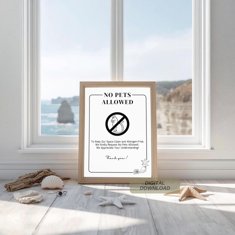 Airbnb No Pets Allowed Sign | Printable Vacation Rental Rules Sign for ...
