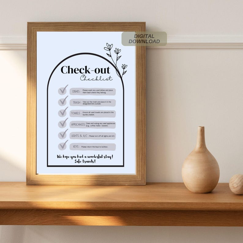 Airbnb Check-out Checklist Template | Printable Guest Departure ...