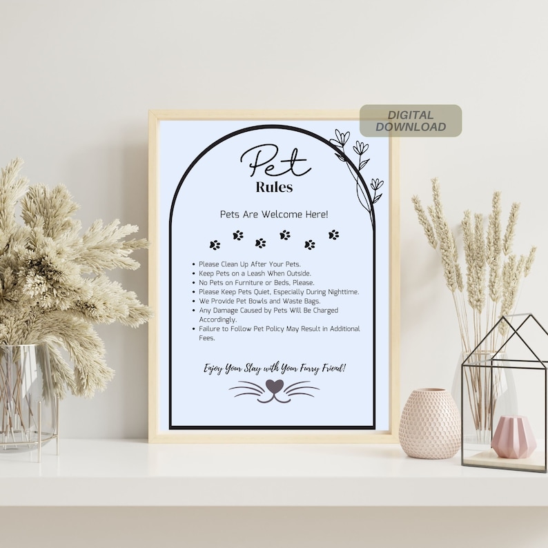 Pet Rules Airbnb Sign Template | Printable Pet Policy Sign | Pet ...