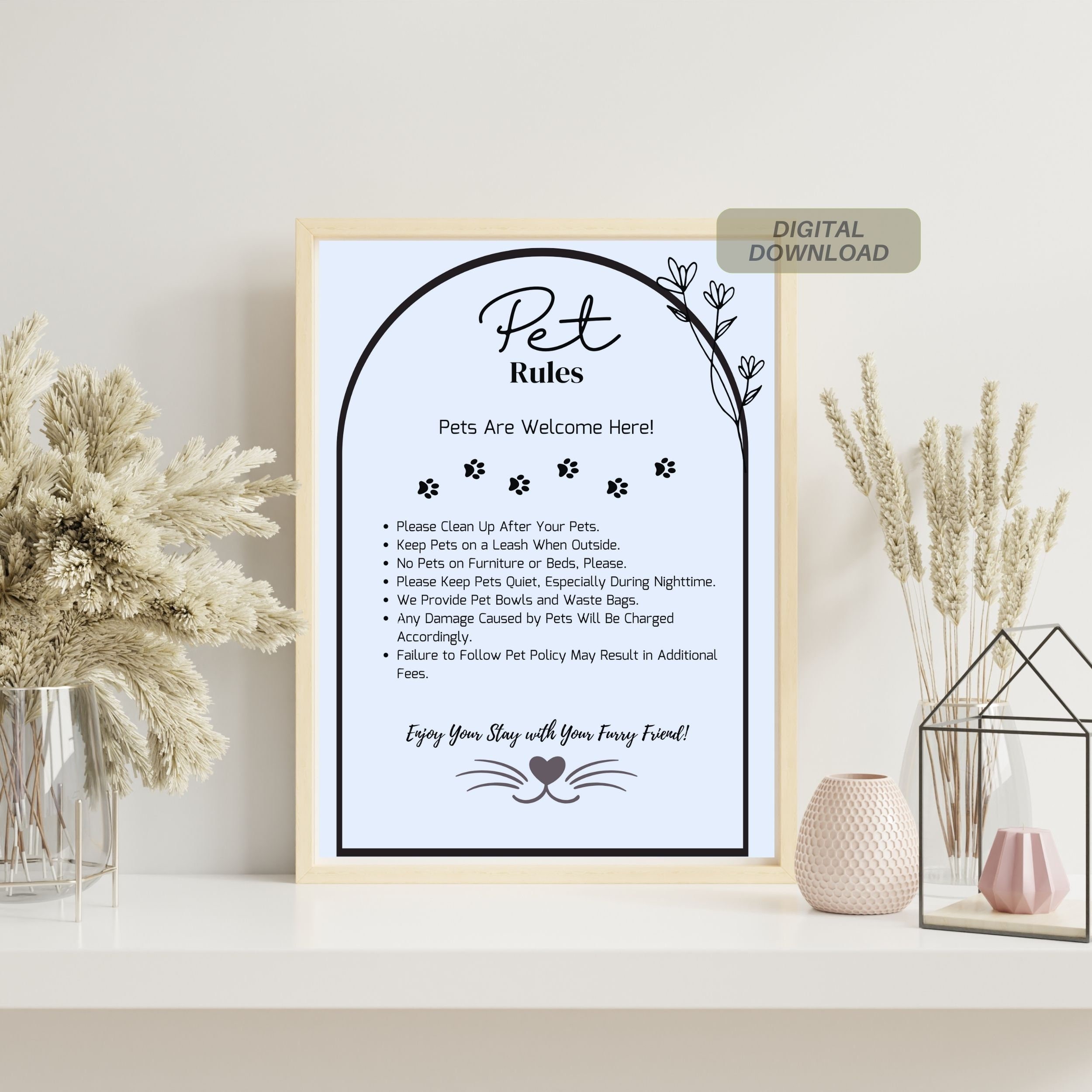 Pet Rules Airbnb Sign Template | Printable Pet Policy Sign | Pet ...