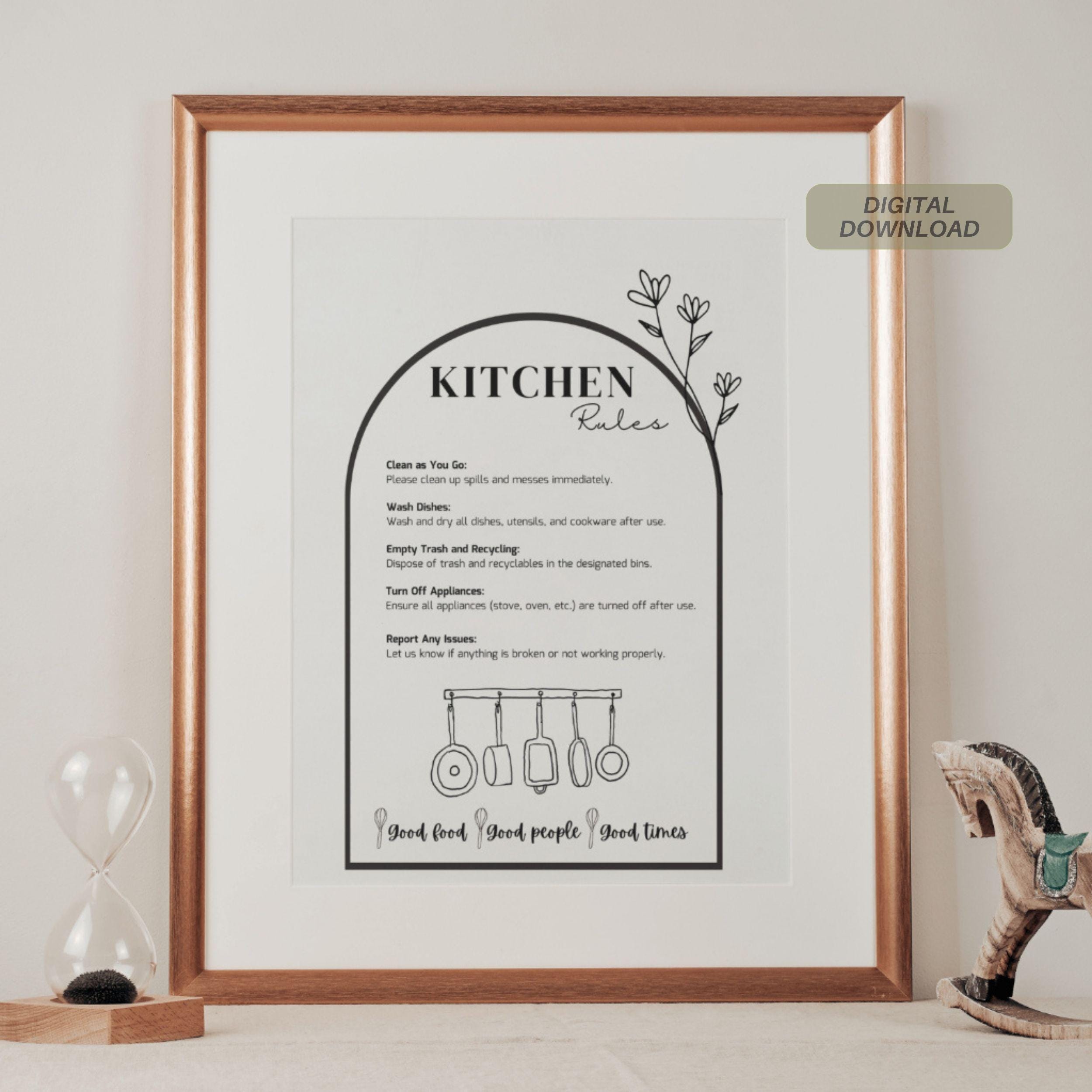 Airbnb Kitchen Sign Template, Basic Kitchen Rules, Printable Kitchen ...