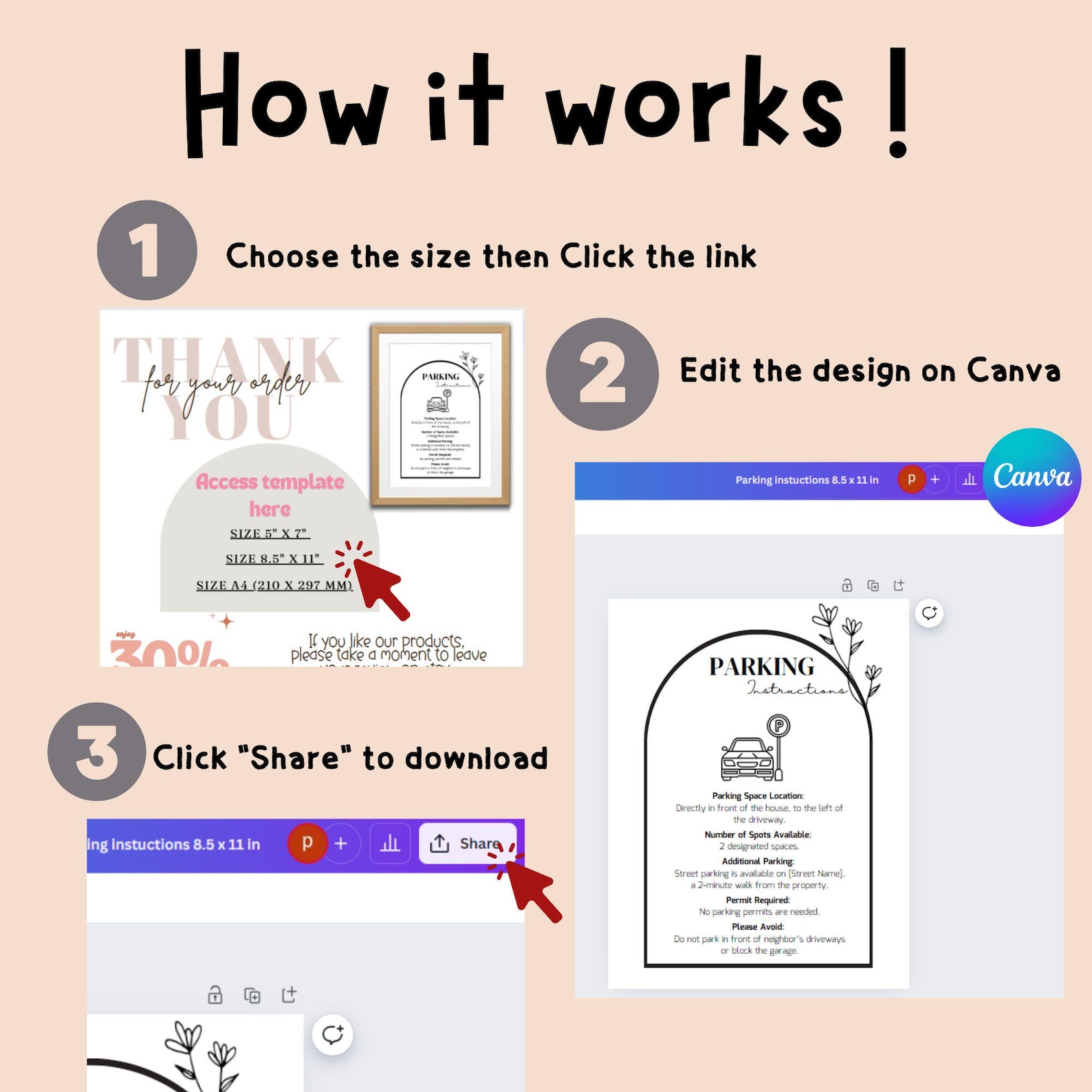 Editable Airbnb Parking Instructions Sign Template | Printable Parking ...