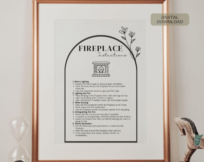Fireplace Instructions Airbnb Sign Template | Editable Canva Template ...