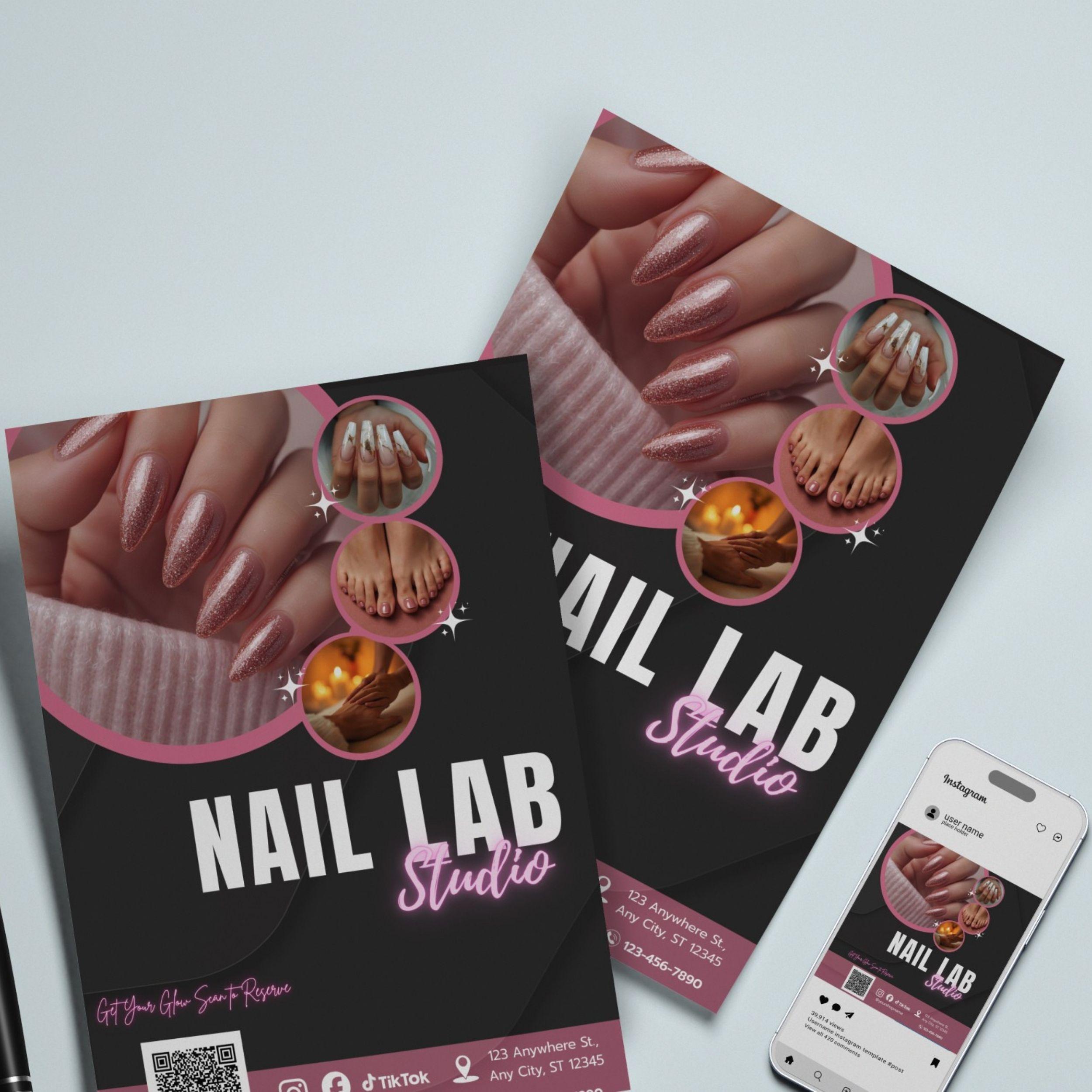 Nail Salon Flyer Template Canva | Nail Studio Price List Poster ...